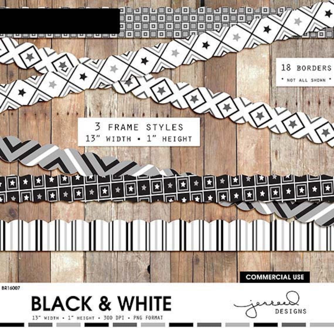 Black and White Page Borders || Black & White Clipart Border || Black ...