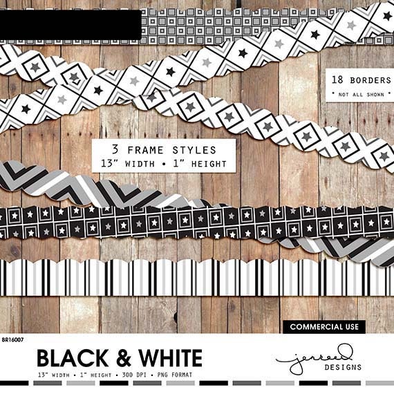 Black and White Page Borders || Black & White Clipart Border || Black ...