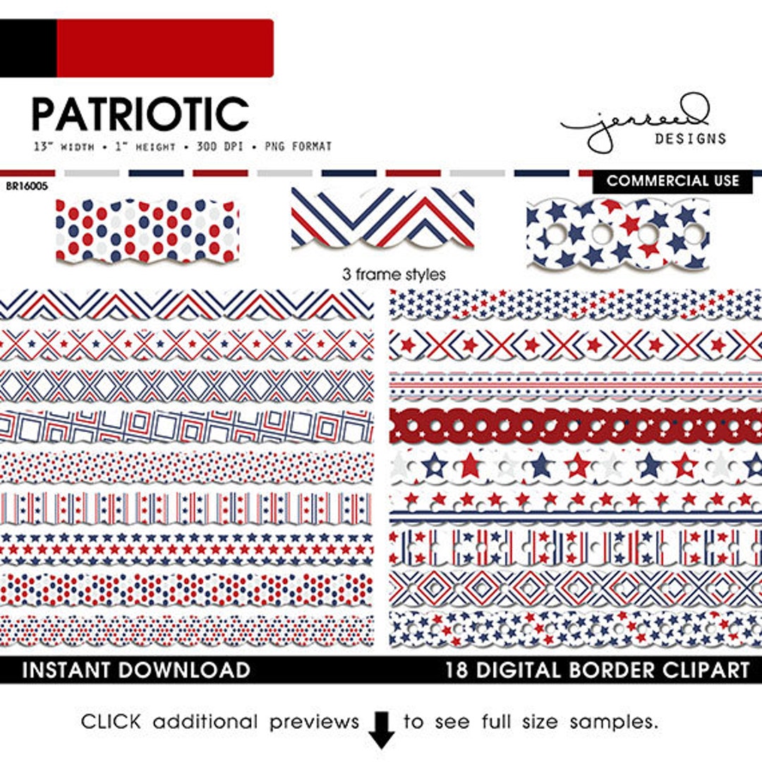 Fourth of July Clip Art Borders || Patriotic Clipart Border || July 4th ...