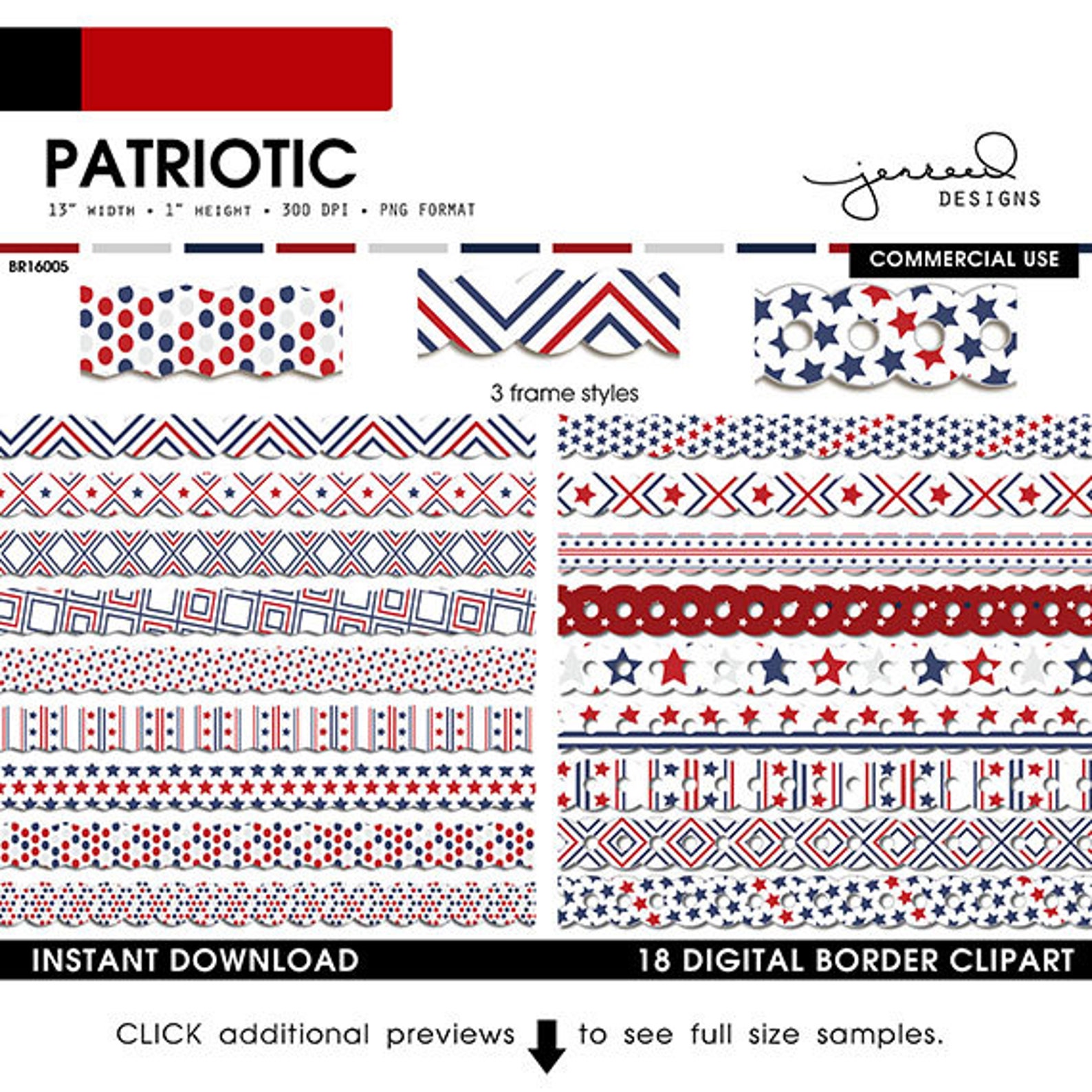 Fourth of July Clip Art Borders || Patriotic Clipart Border || July 4th ...