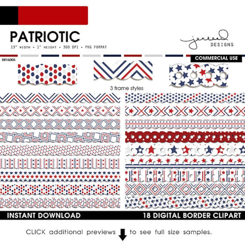 Fourth of July Clip Art Borders || Patriotic Clipart Border || July 4th ...