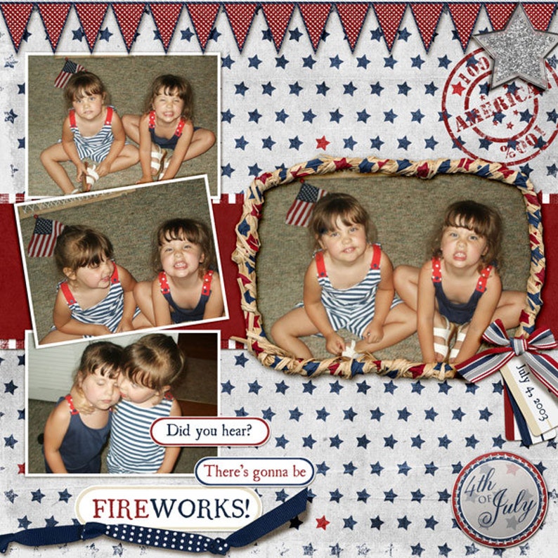 USA Patriotic Digital Paper - 4th of July Scrapbook Paper - Military ...