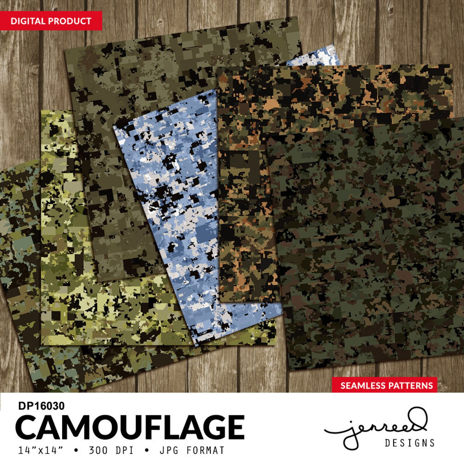 Digital Pixelated Camo Patterns, Military Camouflage Papers, Seamless ...