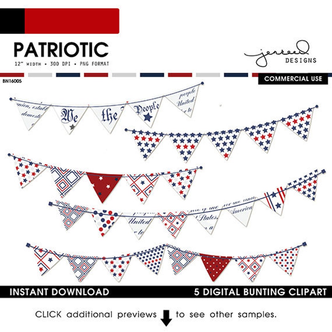 July 4th Bunting Flags || Patriotic Bunting Banner || Fourth of July ...
