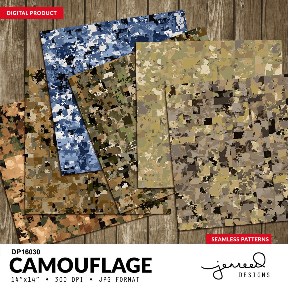 Digital Pixelated Camo Patterns, Military Camouflage Papers, Seamless ...