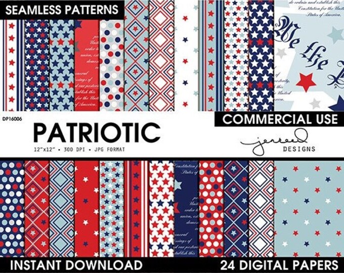 Fourth of July Digital Paper Patriotic Scrapbook Paper - Etsy