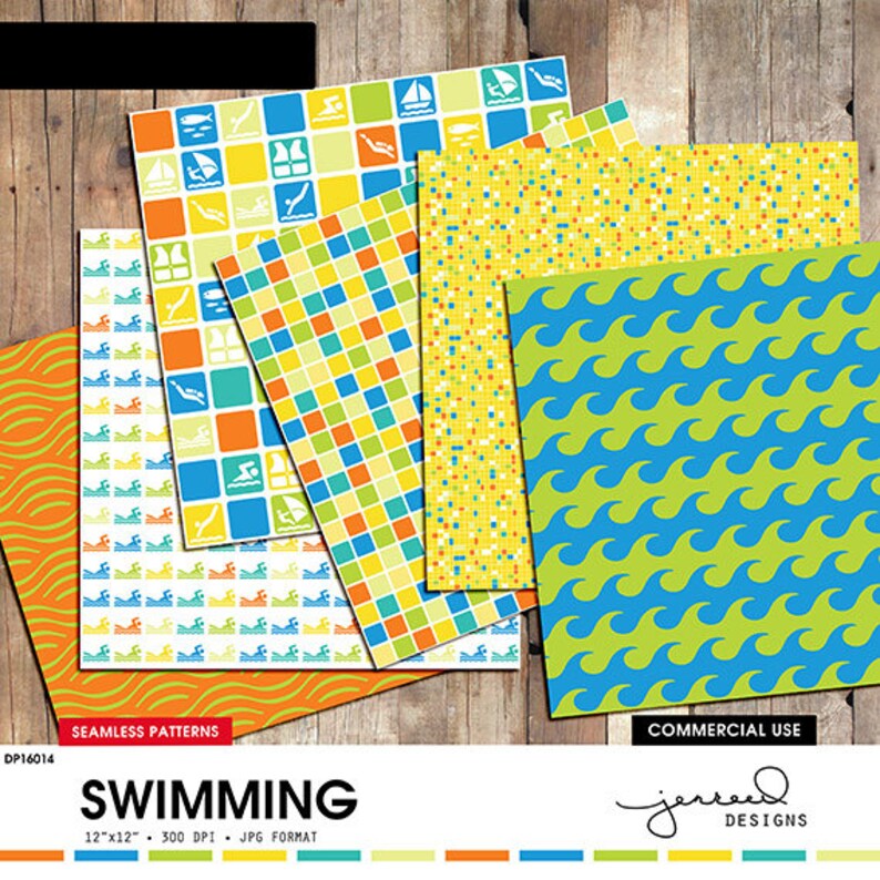 Swim Digital Paper || Pool Party Scrapbooking || Water Theme Paper ...