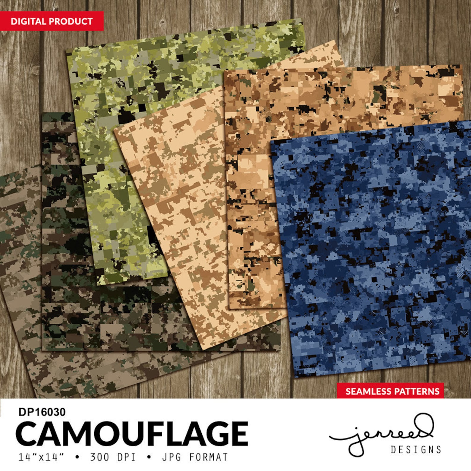 Digital Pixelated Camo Patterns, Military Camouflage Papers, Seamless ...