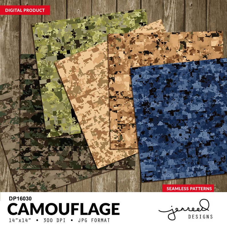 Digital Pixelated Camo Patterns, Military Camouflage Papers, Seamless ...