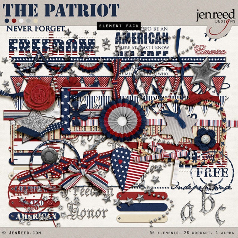 USA Patriotic Digital Scrapbook - 4th of July Digital Clipart ...
