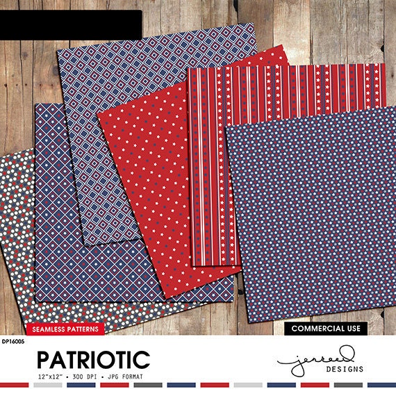Patriotic Digital Paper || 4th of July Scrapbook Paper || Stars and ...