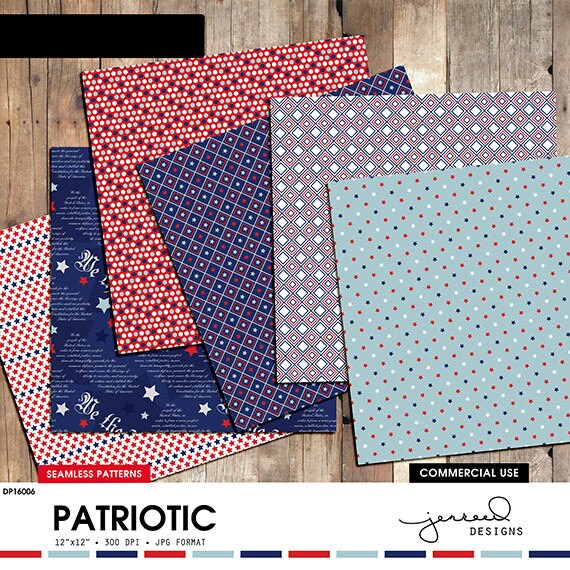 Fourth of July Digital Paper Patriotic Scrapbook Paper - Etsy