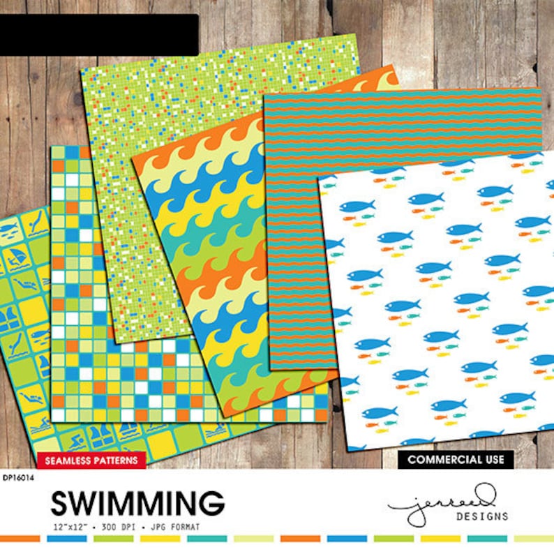 Swim Digital Paper || Pool Party Scrapbooking || Water Theme Paper ...