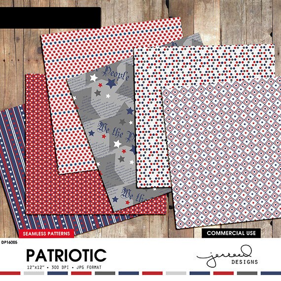 Patriotic Digital Paper || 4th of July Scrapbook Paper || Stars and ...