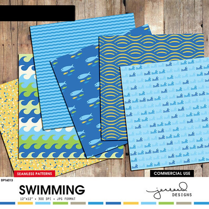 Swimming Scrapbook Paper || Pool Digital Paper || Summer Scrapbook ...
