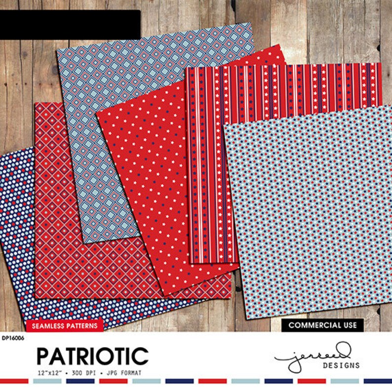 Fourth of July Digital Paper Patriotic Scrapbook Paper - Etsy