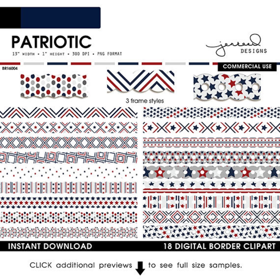 Patriotic Clip Art Borders || July 4th Clipart Borders || Fourth of ...