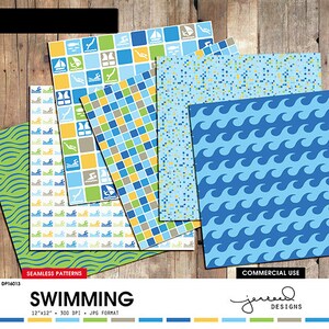 Swimming Scrapbook Paper || Pool Digital Paper || Summer Scrapbook ...