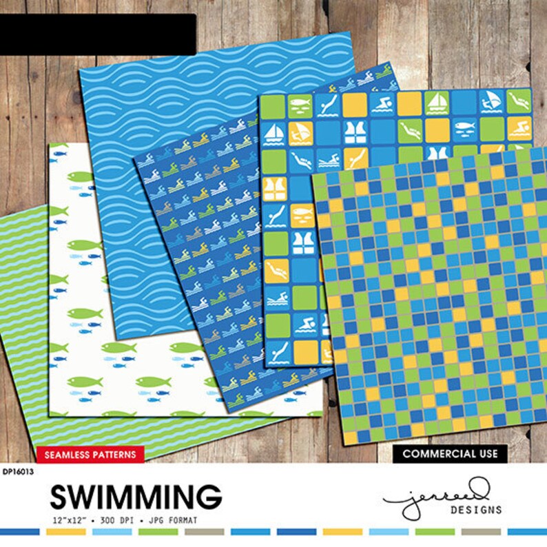 Swimming Scrapbook Paper || Pool Digital Paper || Summer Scrapbook ...