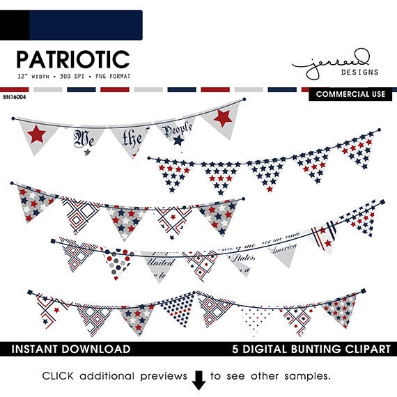Patriotic Bunting Flags || 4th of July Bunting Banner || Patriotic ...