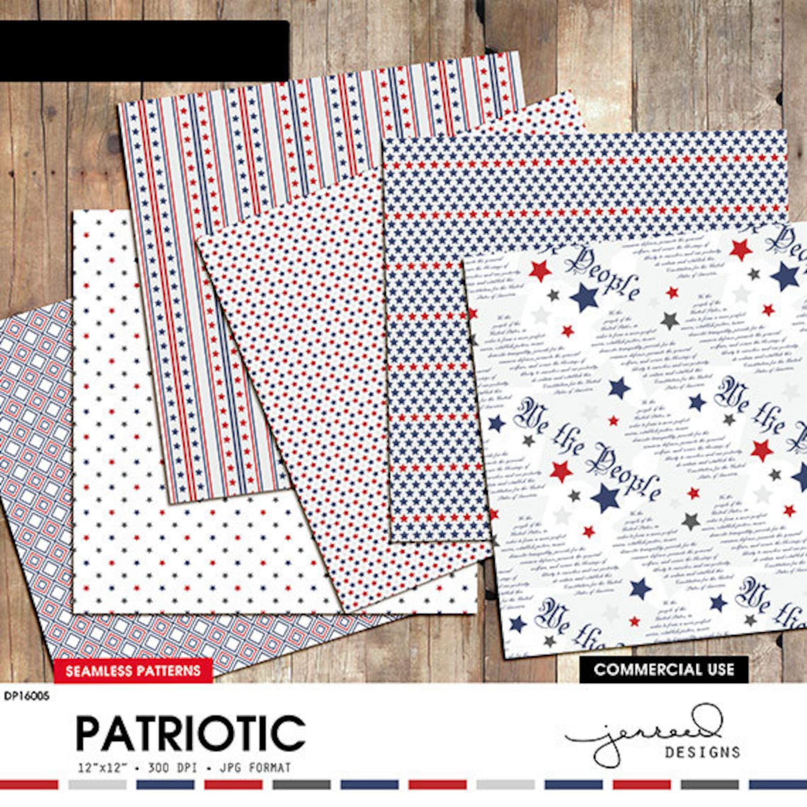 Patriotic Digital Paper || 4th of July Scrapbook Paper || Stars and ...