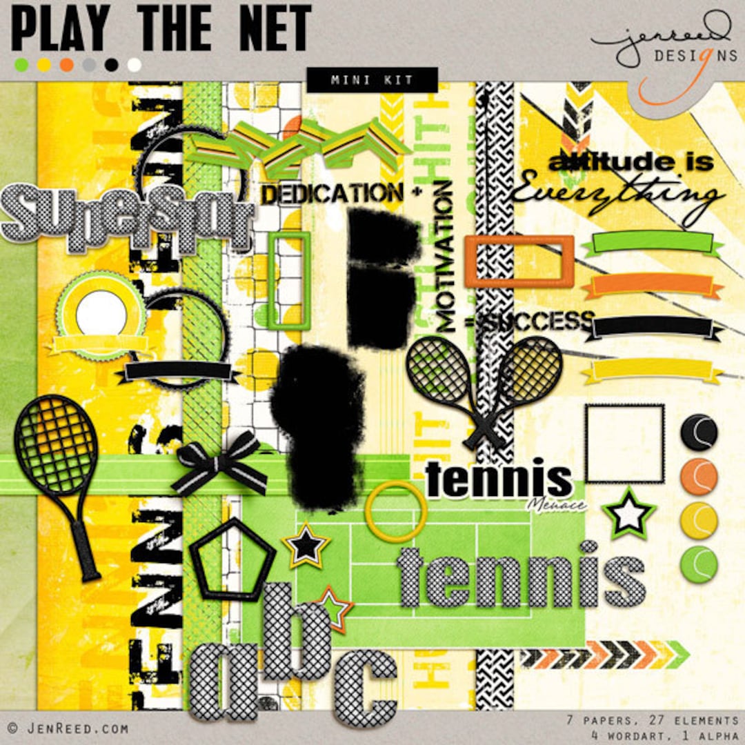 TENNIS Scrapbook Kit - Tennis Paper - Tennis Theme - Tennis Backgrounds ...