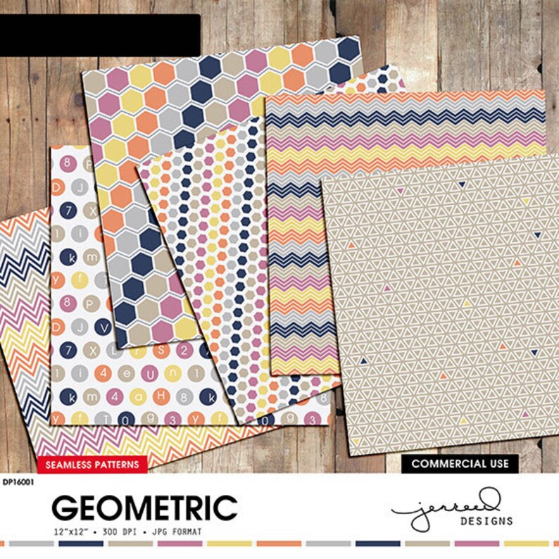 Geometric Digital Paper Digital Scrapbook Paper Seamless - Etsy