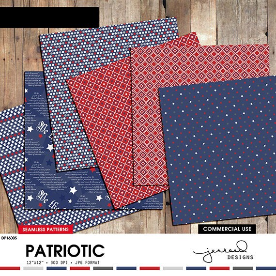 Patriotic Digital Paper || 4th of July Scrapbook Paper || Stars and ...