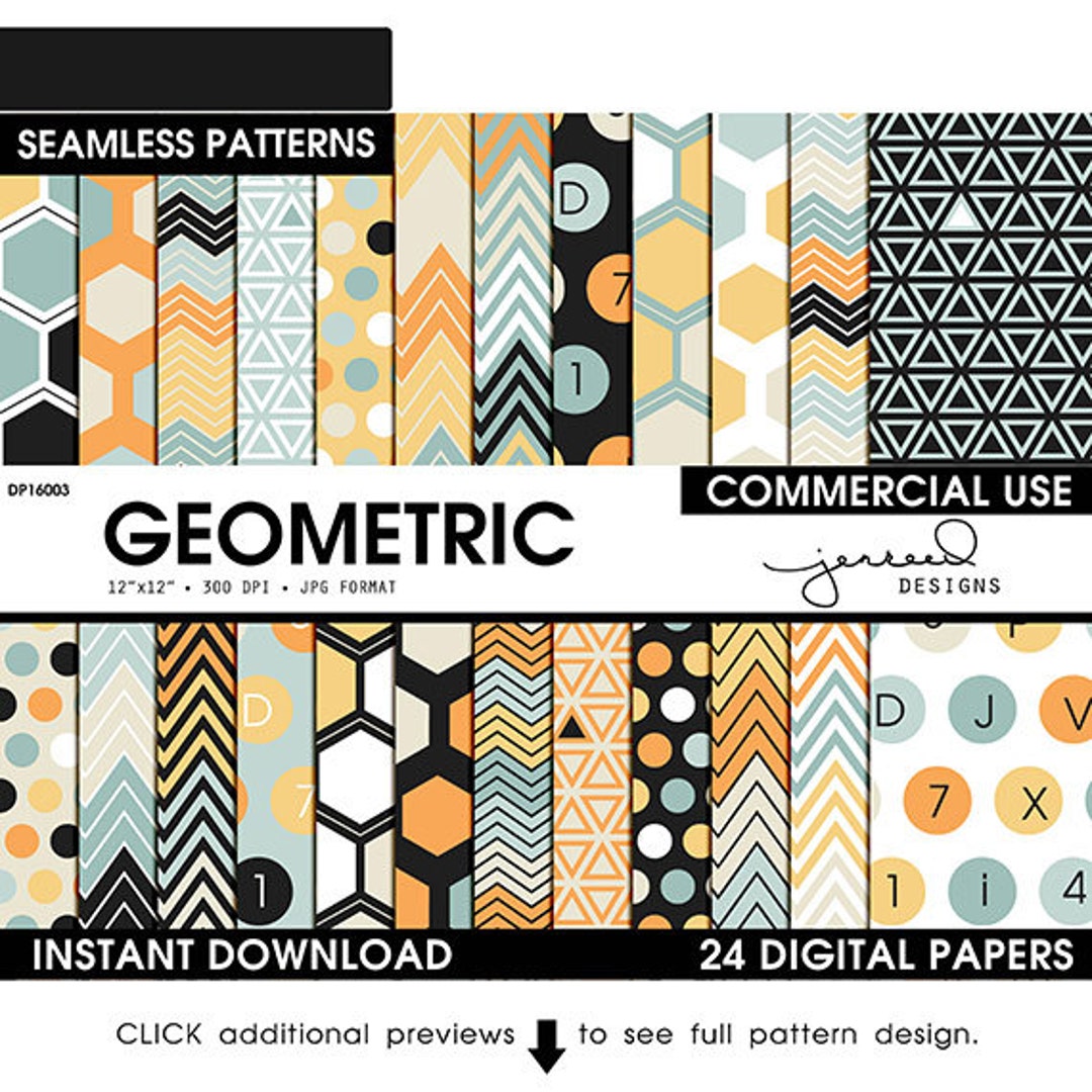 Patterned Paper Scrapbooking Paper Geometric Digital - Etsy