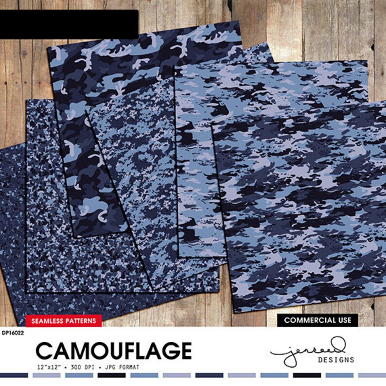 Blue Digital Camo Patterns, US Navy Style Camoflage Design, Seamless ...
