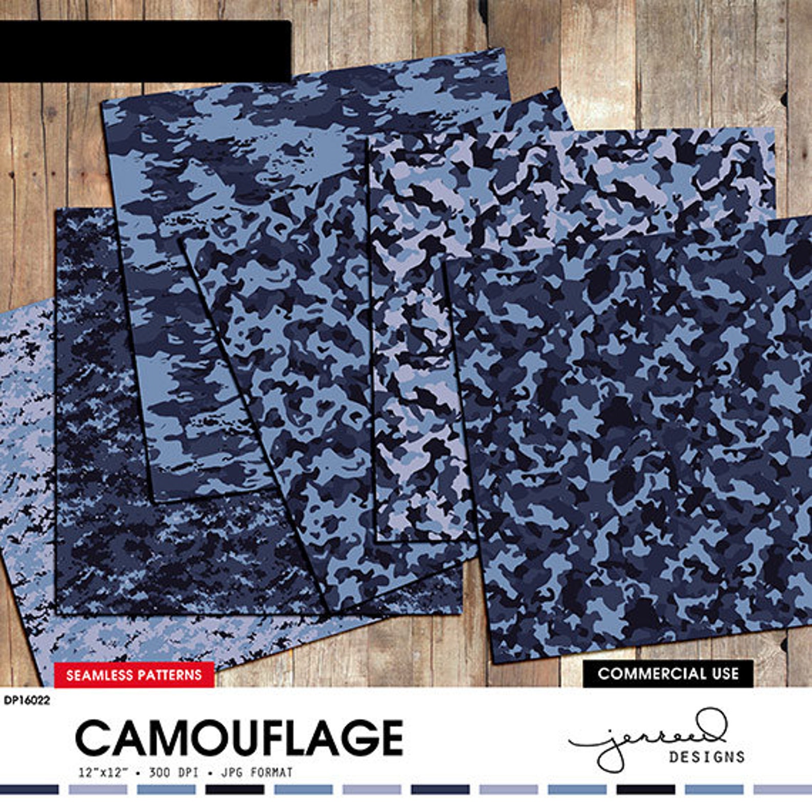 Blue Digital Camo Patterns, US Navy Style Camoflage Design, Seamless ...