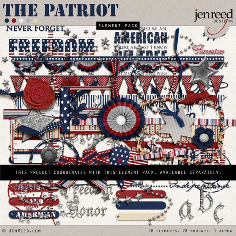 USA Patriotic Digital Paper 4th of July Scrapbook Paper Military Papers ...