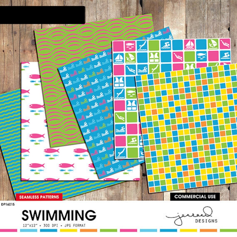 Swimming Digital Papers Summer Fun Scrapbooking Pool Theme Swim Pink ...