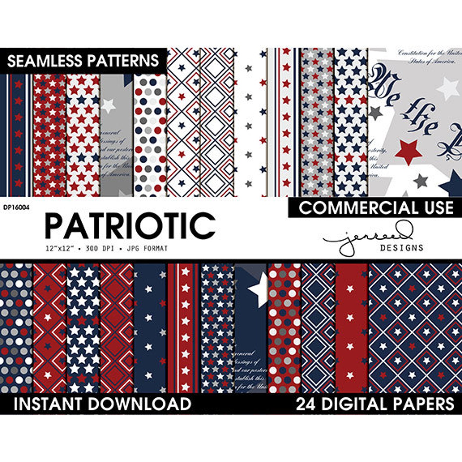 Stars and Stripes Patriotic Digital Paper Stars & Stripes Digital Paper ...