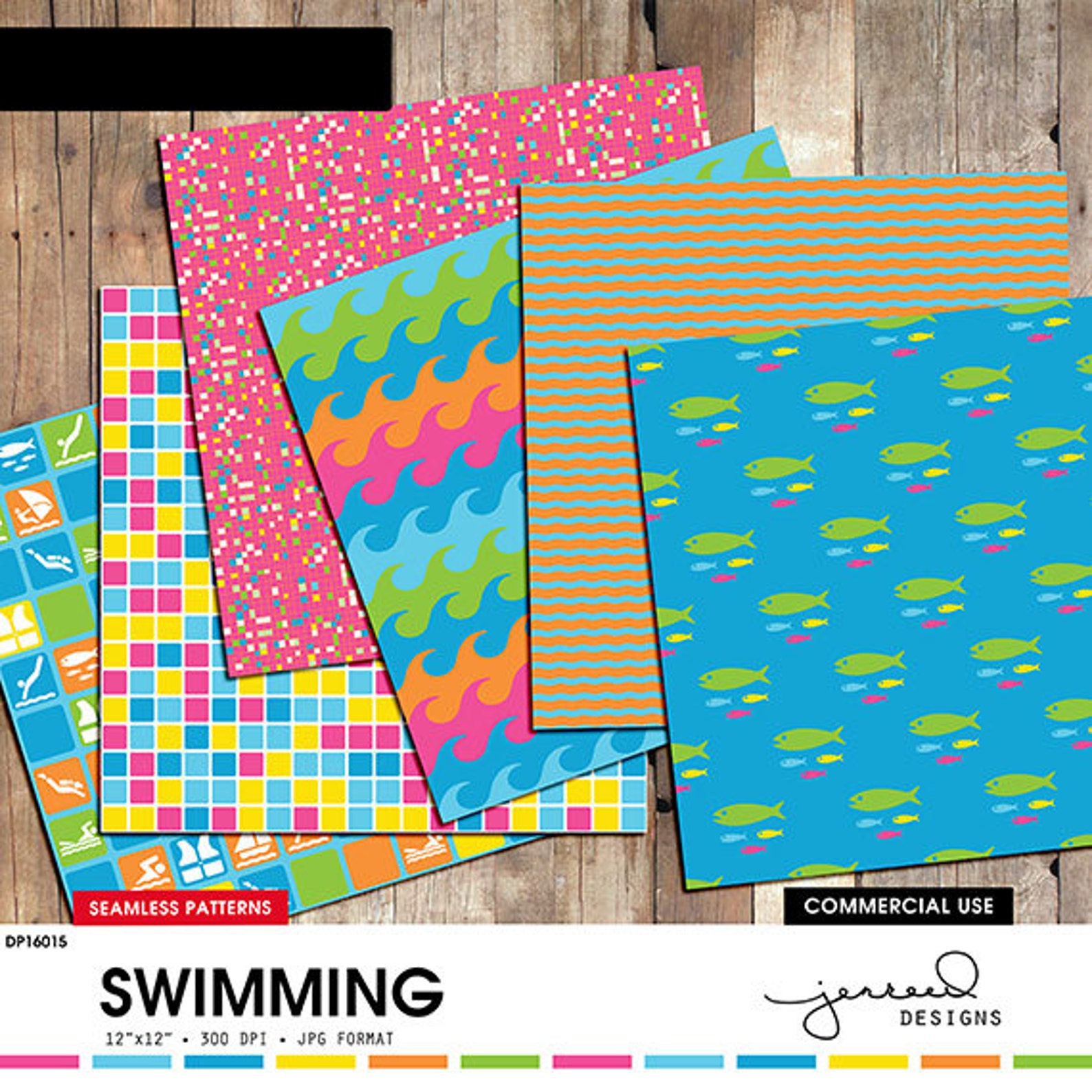 Swimming Digital Papers || Summer Fun Scrapbooking || Pool Theme ...