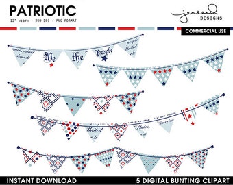 July 4th Bunting Flags || Patriotic Bunting Banner || Fourth of July ...