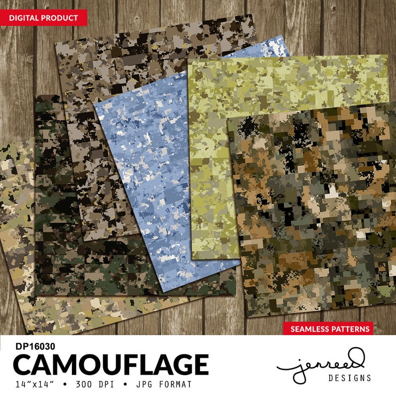 Digital Pixelated Camo Patterns, Military Camouflage Papers, Seamless ...