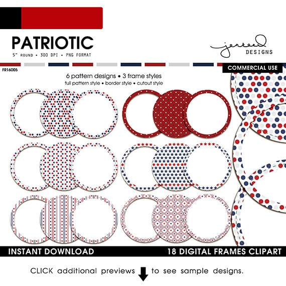 4th of July Frame Clipart Patriotic Clipart Border July - Etsy