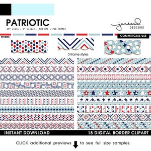 Patriotic Page Borders || 4th of July Clipart Border || Patriotic ...