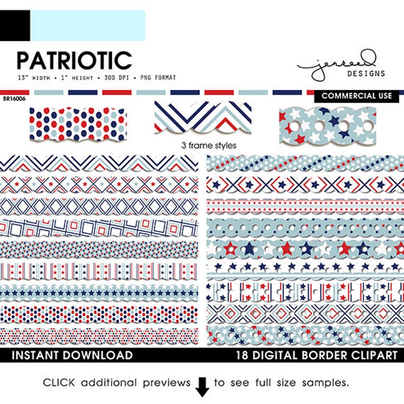 Patriotic Page Borders || 4th of July Clipart Border || Patriotic ...