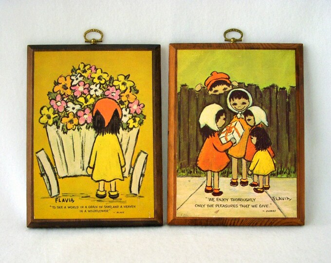 Retro 1960's Retro Wood Wall Hangings, Flavia by Buzza, Mid Century ...