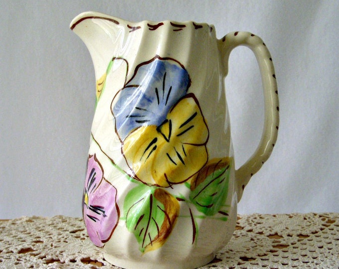 White Pottery Pitcher, Blue Ridge China, Southern Potteries Spiral ...