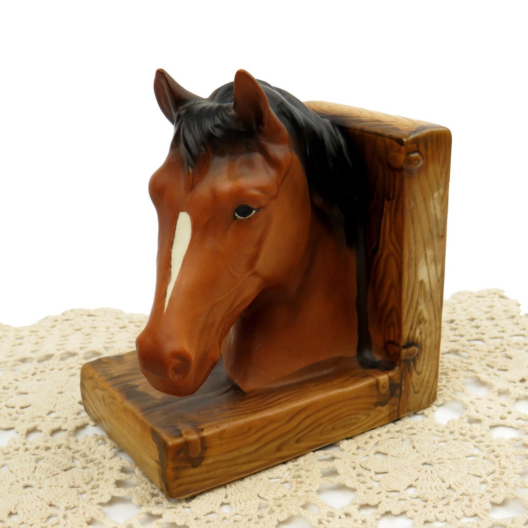Vintage Lefton Ceramic Horse Head Bookend Original Label H4837 Japan - Etsy