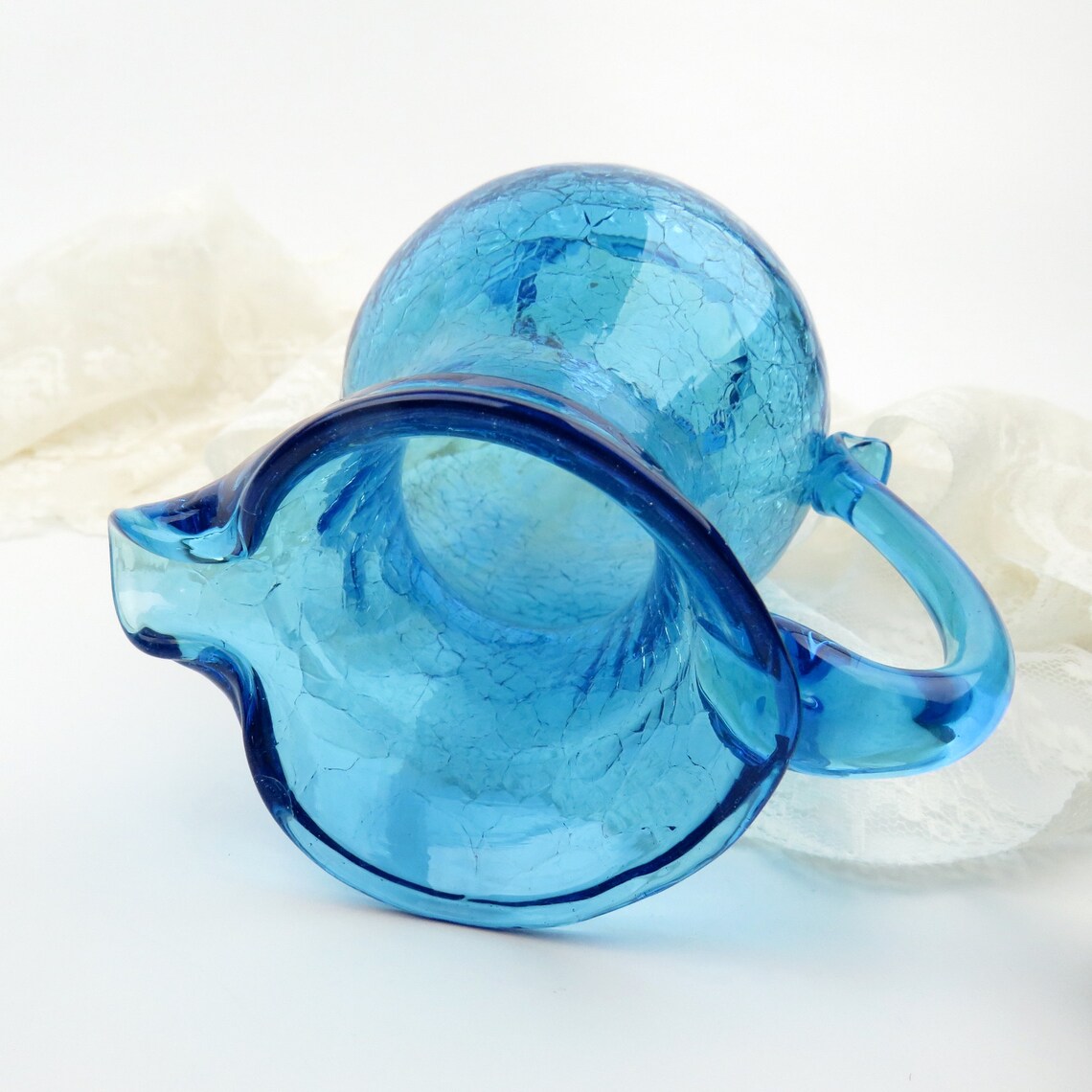 Vintage Pilgrim Turquoise Blue Crackle Art Glass 6 | Etsy