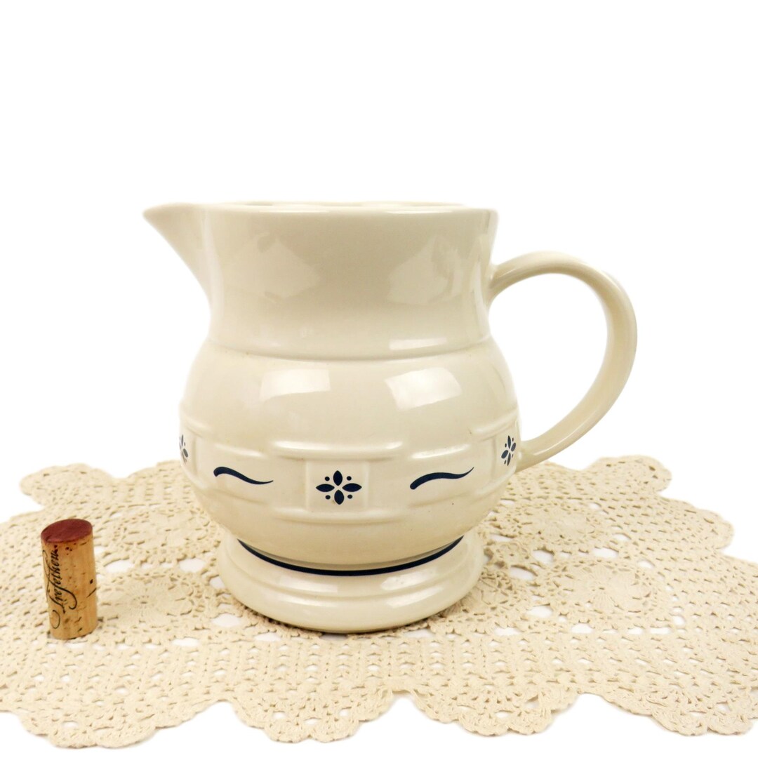 Vintage Longaberger Pottery Pitcher Woven Traditions Classic Blue 64 Oz ...