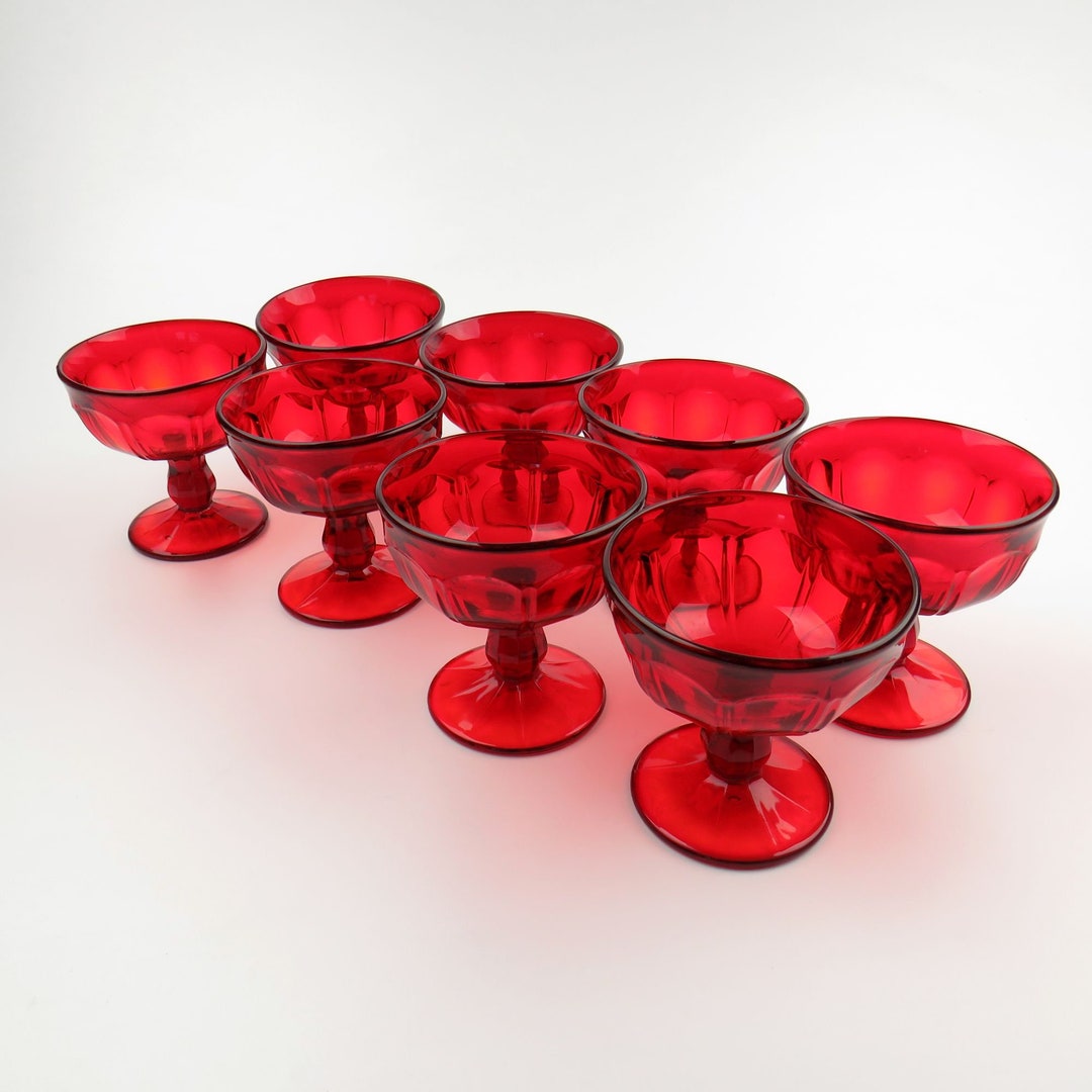 Vintage Ruby Amberina Red Dessert Goblets Dalzell Viking Crystal Glass ...