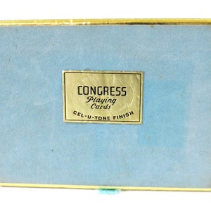 Vintage Congress Bridge Playing Cards Double Deck Blue Velour Box ...