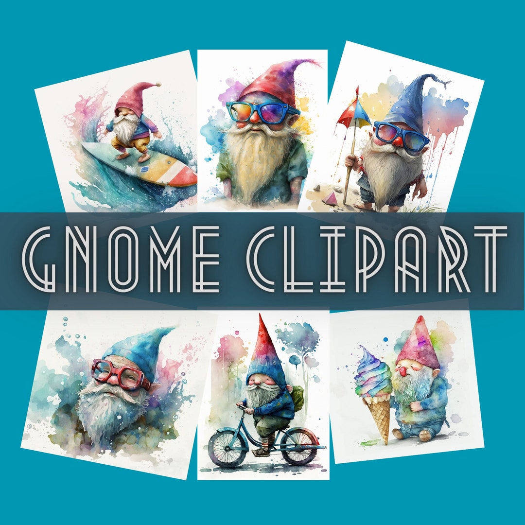 Gnomes Clipart Printable PNG Watercolor Gnome Bundle - Etsy