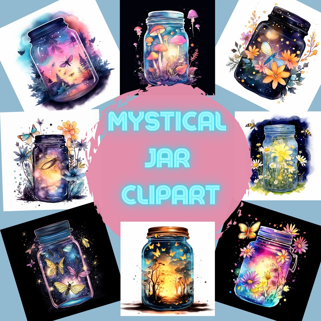 Mystical Fantasy Jar Clipart Printable PNG Watercolor Bundle Wallpaper ...