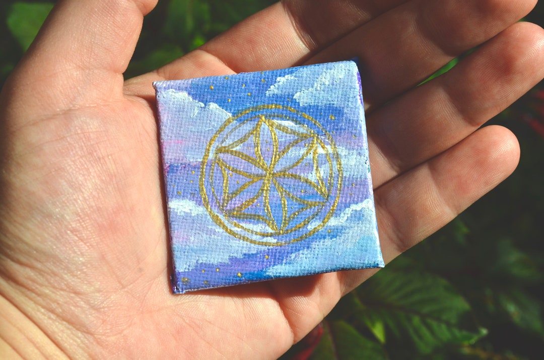 Tiny Canvas, Mini Canvas, Fridge Magnet, Sacred Geometry Art, Painted ...